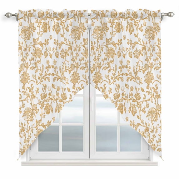 Pastoral Flowers Swag Curtain Valance for Window 2 Panels Vintage ...