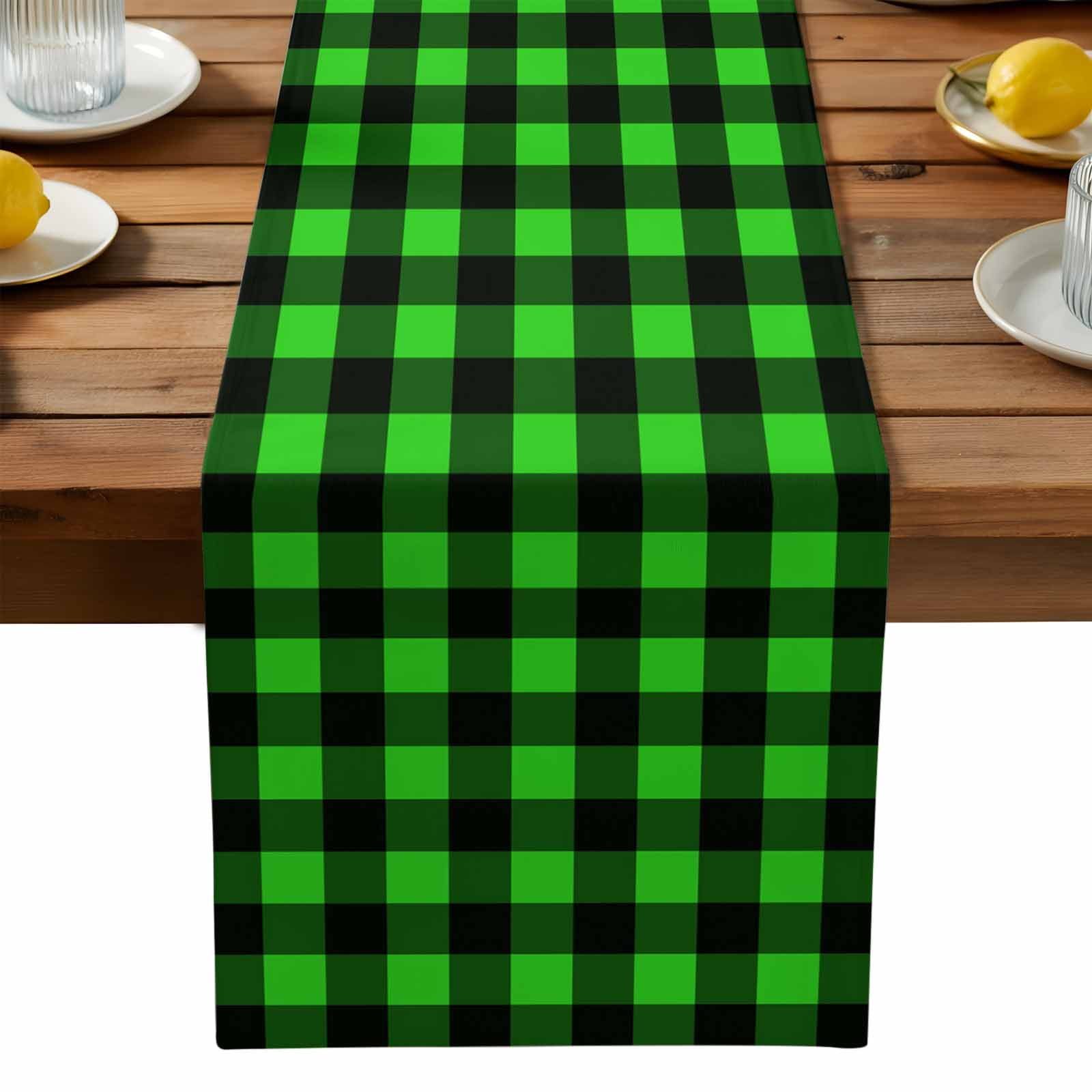 Pastoral Green Black Buffalo Plaid Table Runners 13x70 Inches Long ...