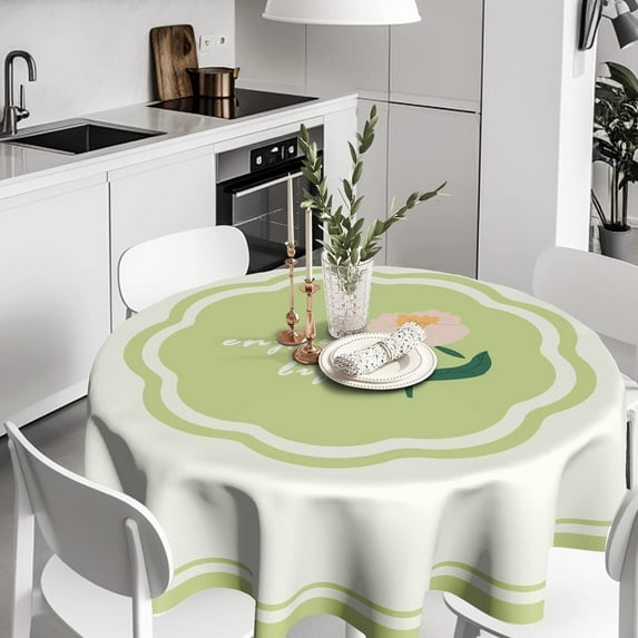 Pastoral Green Floral Round Tablecloth 60 Inch Summer Autumn Enjoy Life ...
