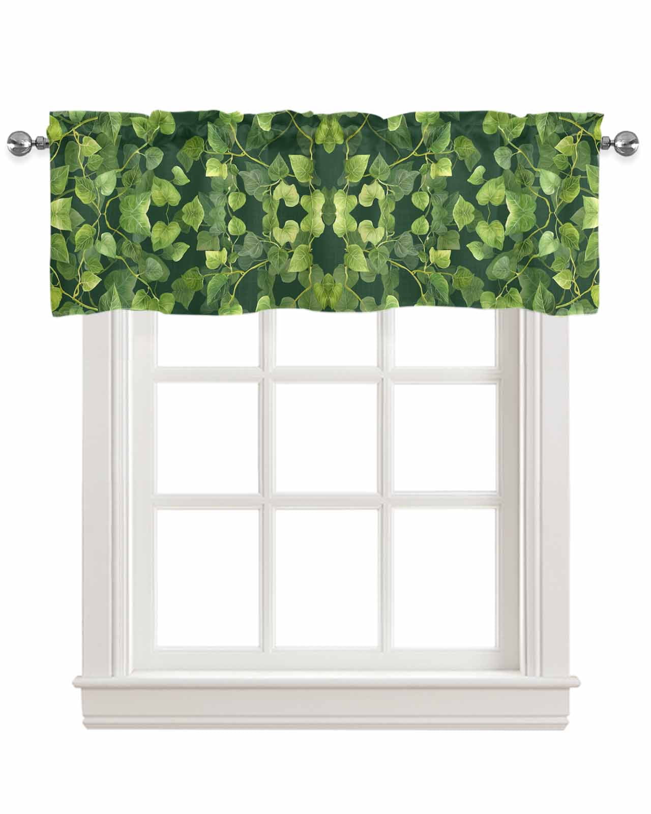 Pastoral Leaves Kitchen Valances for Windows Farmhouse Linen Window ...