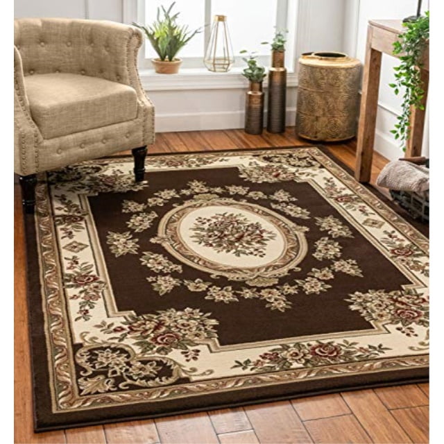 Pastoral Medallion Brown French 8 x 10 (7'10'' x 10'6") Area Rug ...