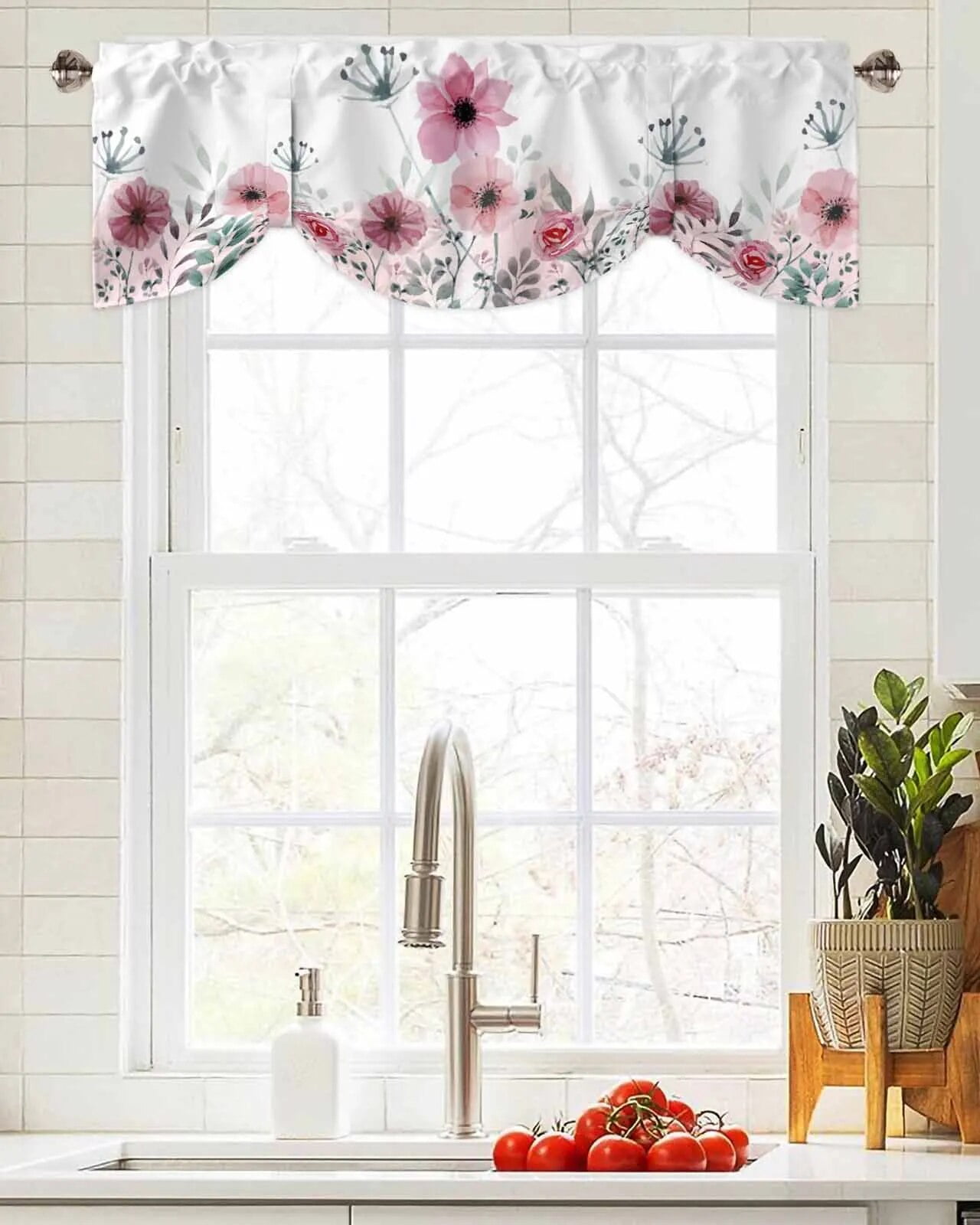 Pastoral Plants Flowers Window Curtain Living Room Kitchen Cabinet Tie ...