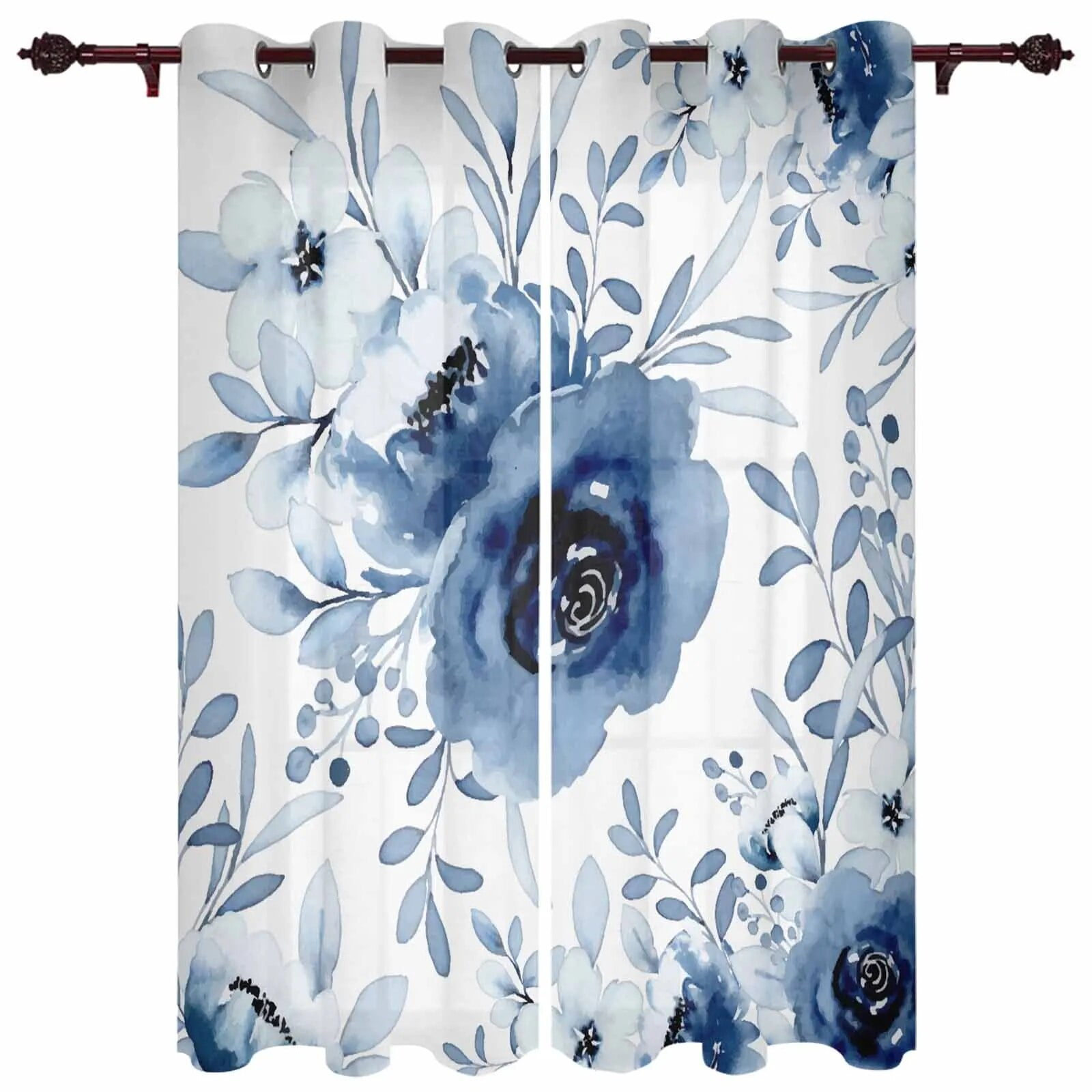 Pastoral Plants Succulent Flowers Window Curtains for Living Room ...