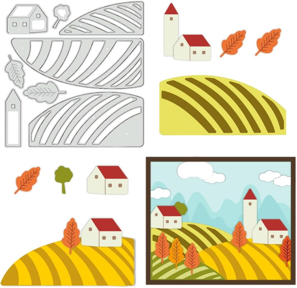 Pastoral Scenery Cutting Dies House Leaves Carbon Steel Embossing ...
