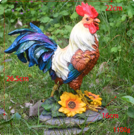 Pastoral Simulation Rooster Hen Resin Ornaments Outdoor Garden Balcony ...