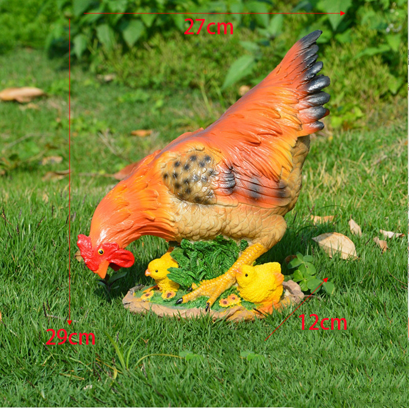 Pastoral Simulation Rooster Hen Resin Ornaments Outdoor Garden Balcony ...