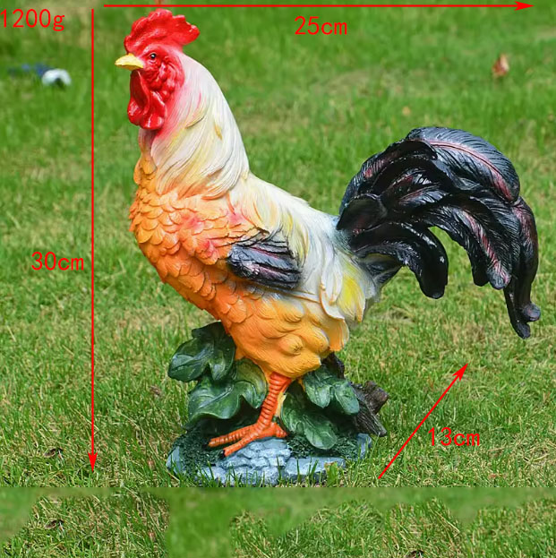 Pastoral Simulation Rooster Hen Resin Ornaments Outdoor Garden Balcony ...