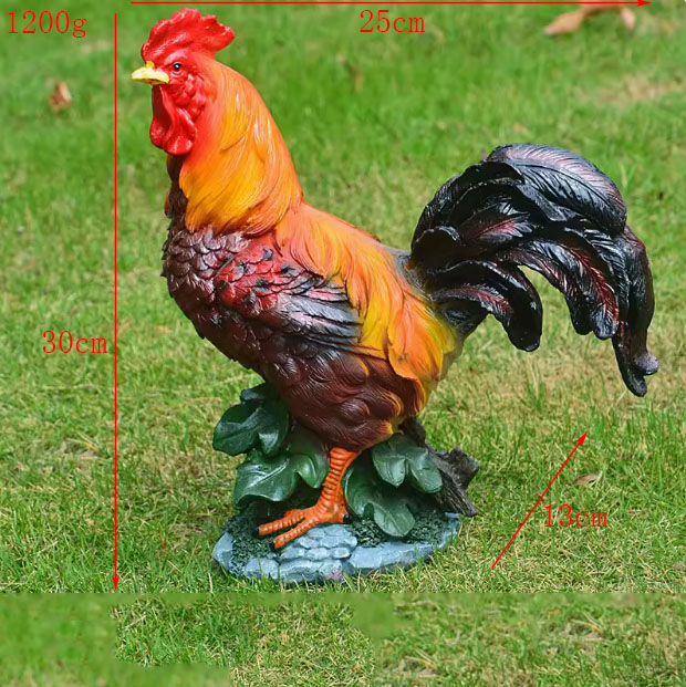 Pastoral Simulation Rooster Hen Resin Ornaments Outdoor Garden Balcony ...