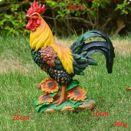 Pastoral Simulation Rooster Hen Resin Ornaments Outdoor Garden Balcony ...