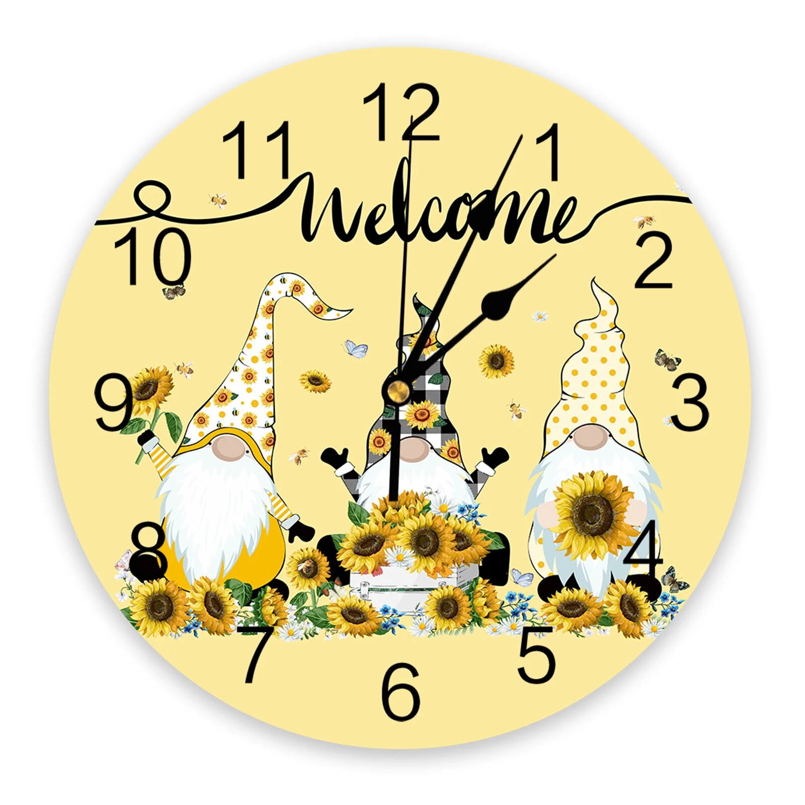 Pastoral Spring Bee Daisy Gnome Clocks Wall Home Decor Modern Kitchen ...