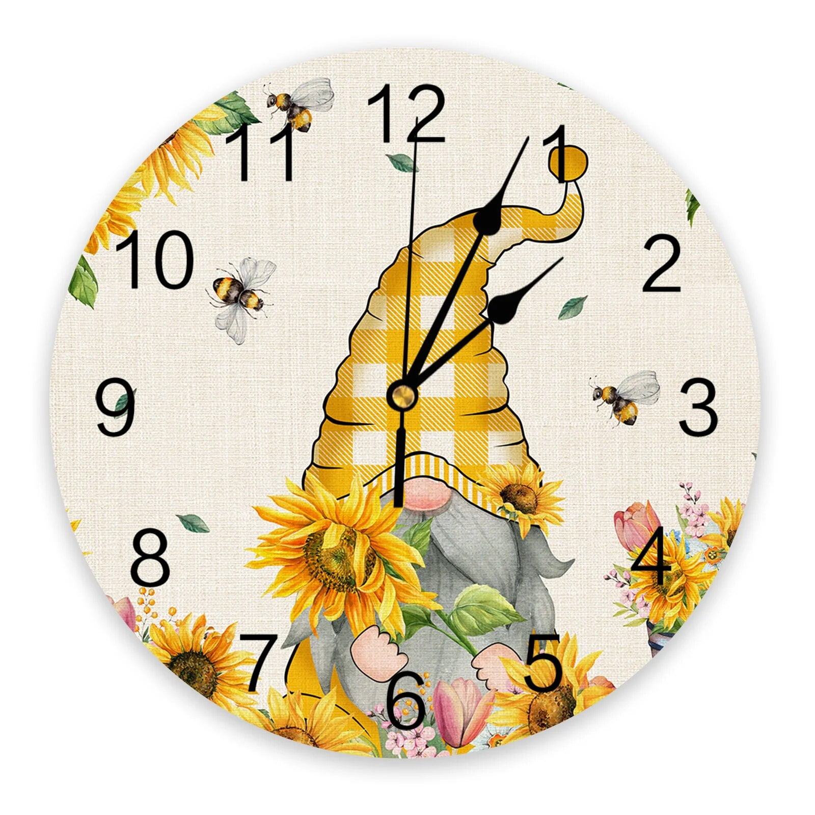 Pastoral Spring Bee Daisy Gnome Clocks Wall Home Decor Modern Kitchen ...