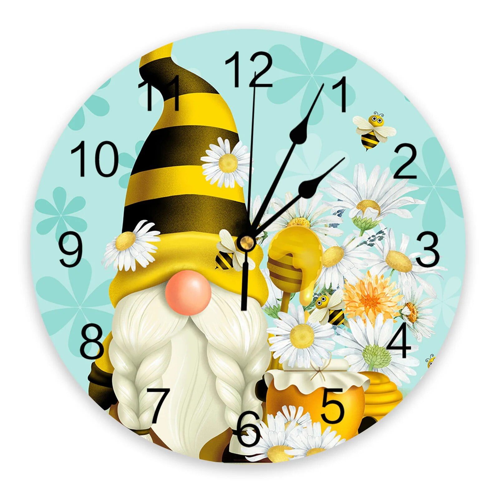 Pastoral Spring Bee Daisy Gnome Clocks Wall Home Decor Modern Kitchen ...