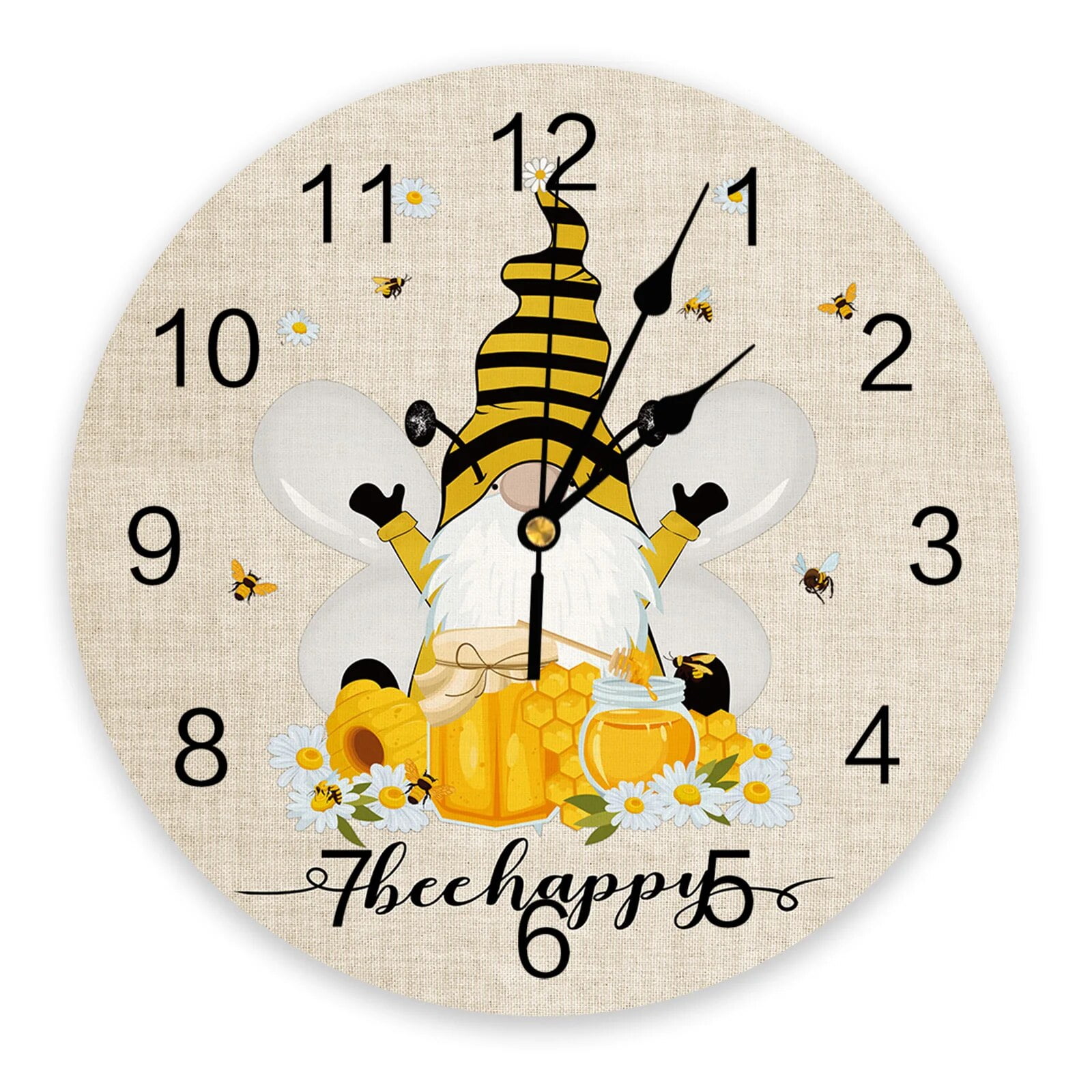 Pastoral Spring Bee Daisy Gnome Clocks Wall Home Decor Modern Kitchen ...