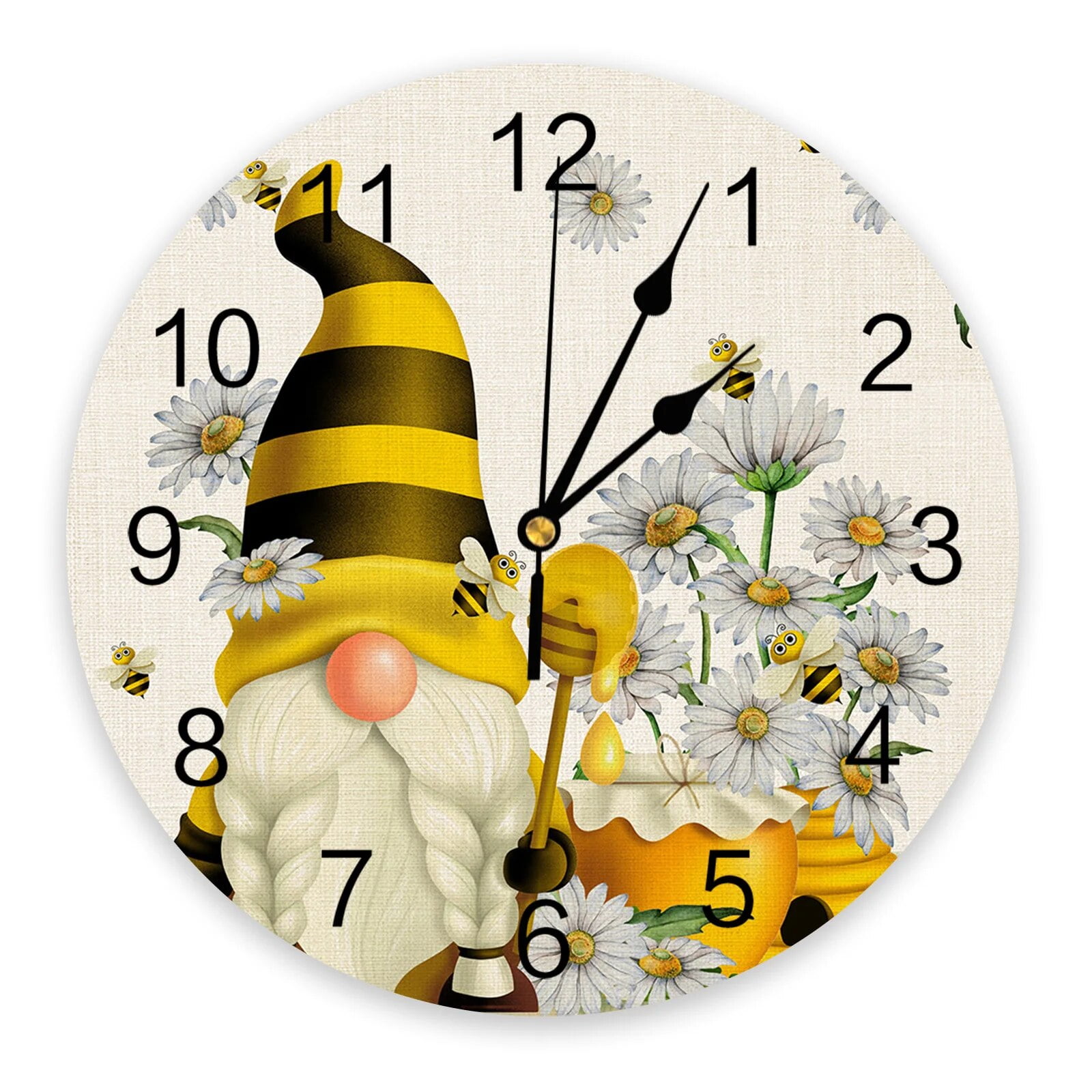Pastoral Spring Bee Daisy Gnome Clocks Wall Home Decor Modern Kitchen ...
