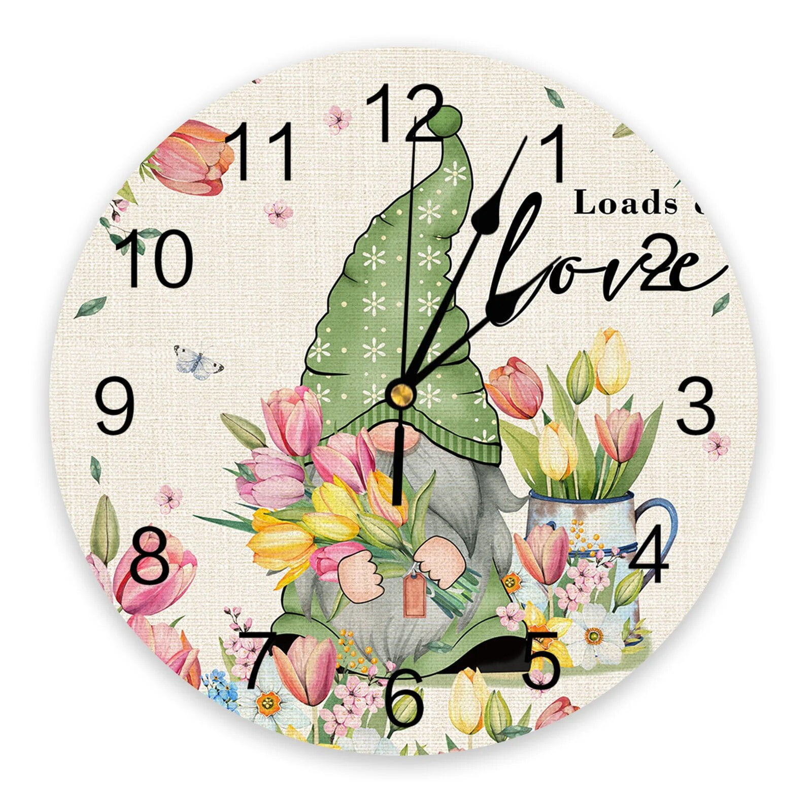 Pastoral Spring Bee Daisy Gnome Clocks Wall Home Decor Modern Kitchen ...