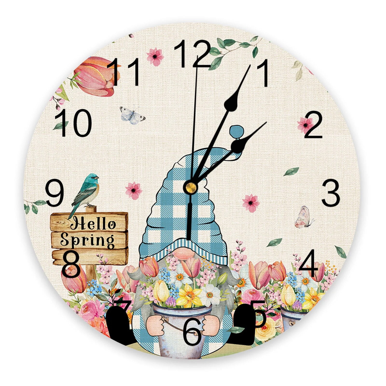 Pastoral Spring Bee Daisy Gnome Clocks Wall Home Decor Modern Kitchen ...