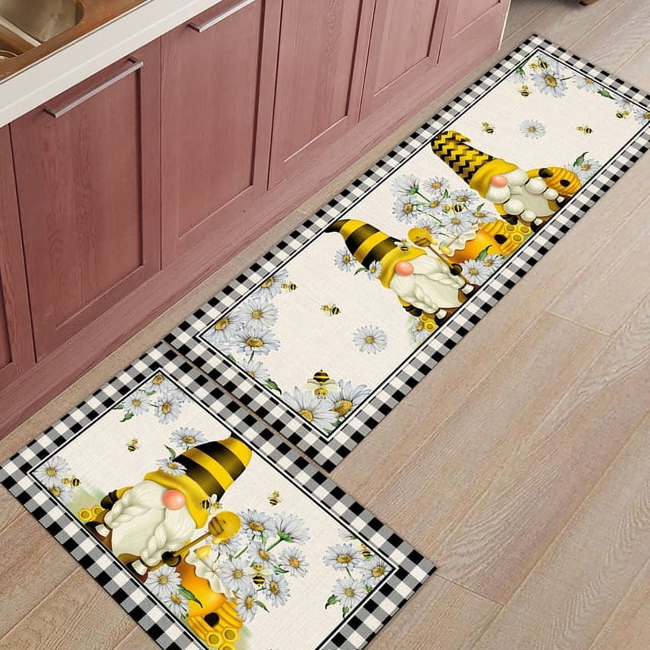 Pastoral Spring Bee Daisy Gnome Kitchen Mat Long Bedroom Entrance ...