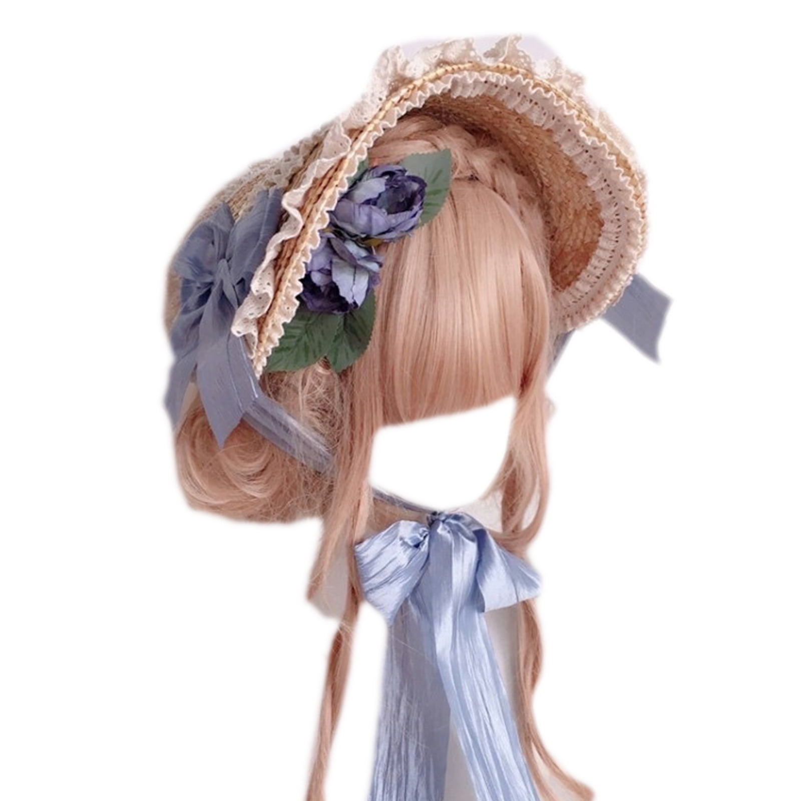 Pastoral Style Flat Top Hat Lolita French Bonnet Hat Straw Hat for ...