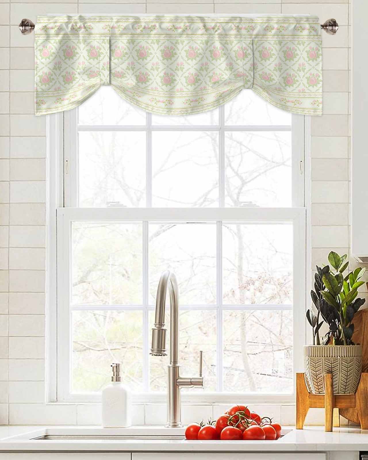 Pastoral Style Flowers Plants Window Curtain Living Room Kitchen ...