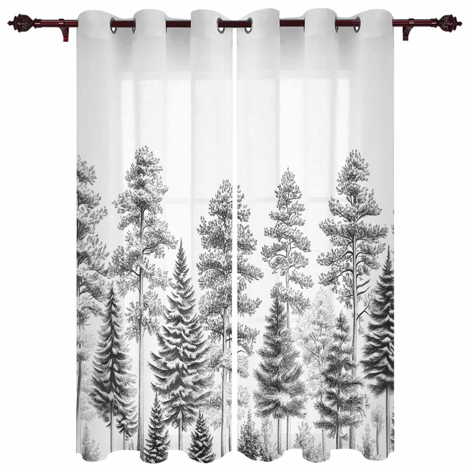 Pastoral Style Plants Leaves Flowers Curtains for Living Room Window ...