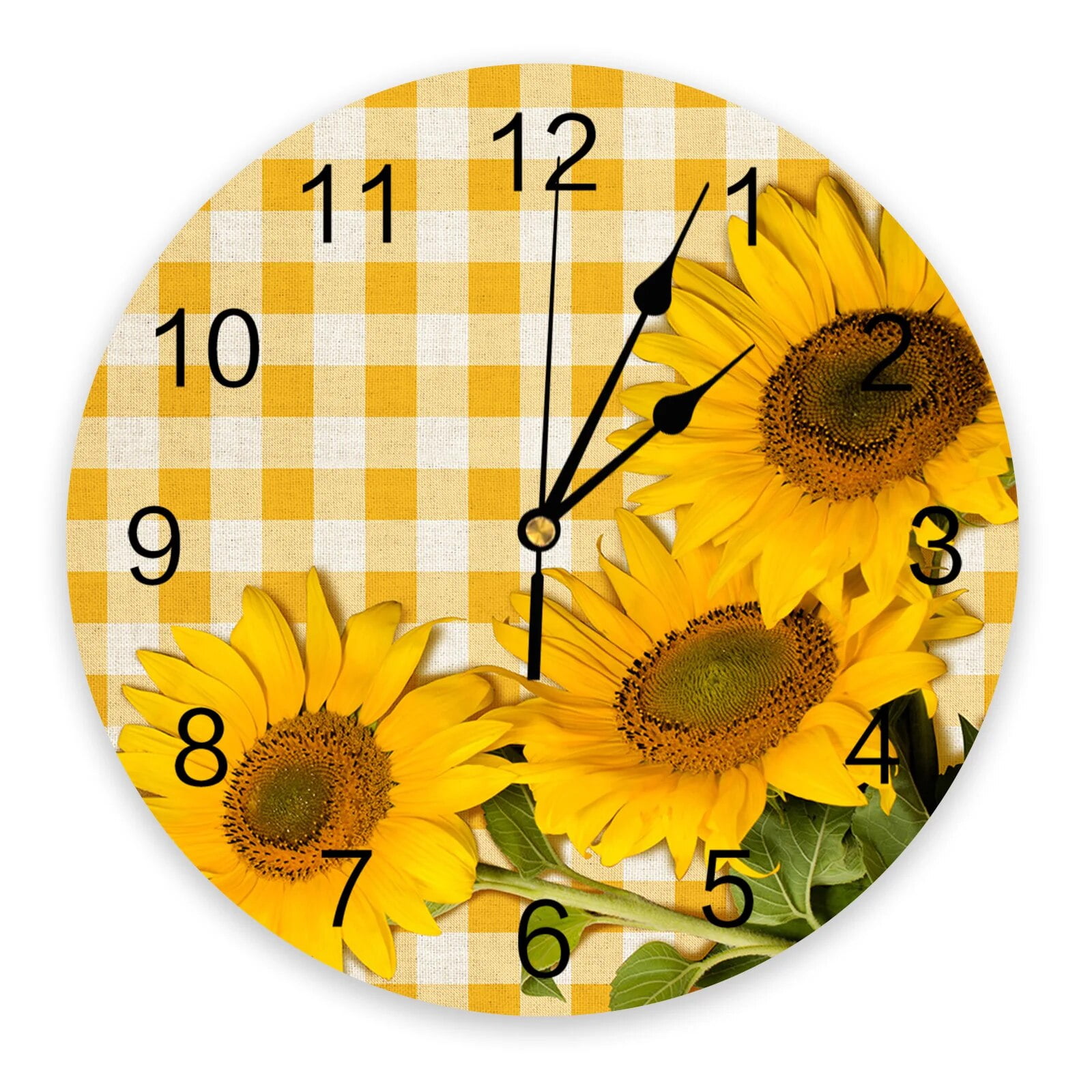 Pastoral Style Sunflower Yellow Lattice Clocks Wall Home Decor Modern ...