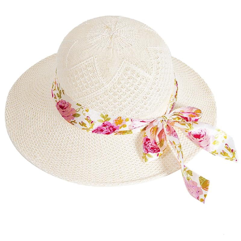 Pastoral Style Weaving Straw Hat for Girl Spring Camping Ribbon Hat ...
