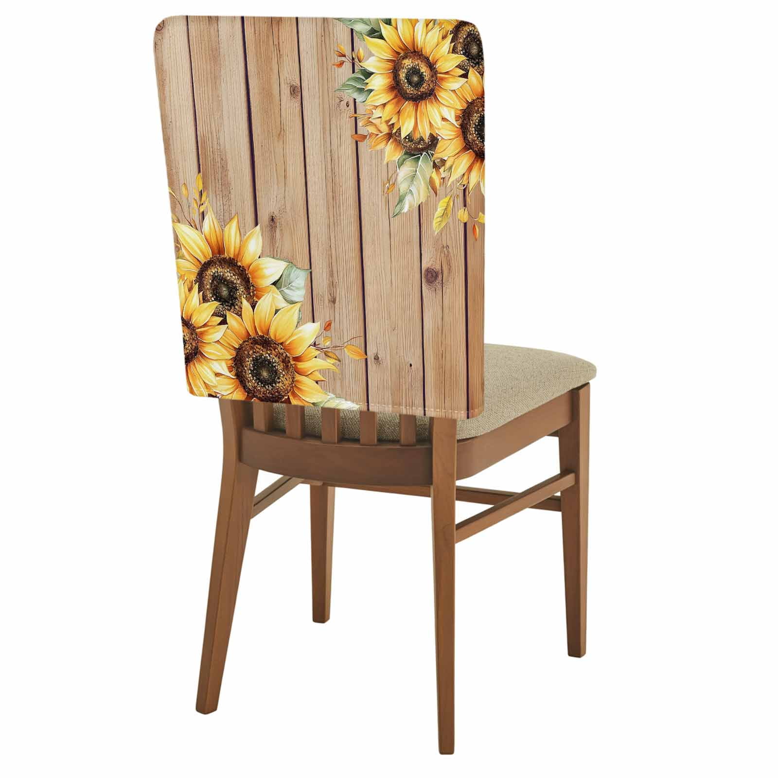 Pastoral Sunflower Chair Back Covers Set of 4, Plant Country Vintage ...