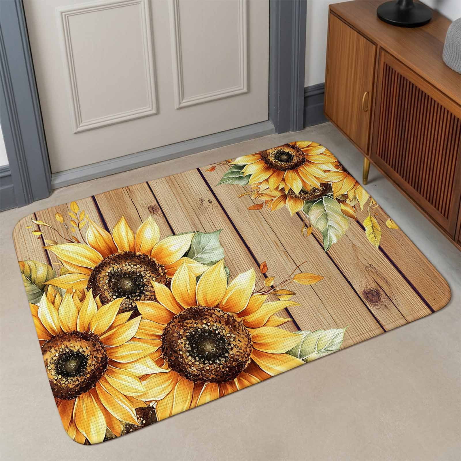 Pastoral Sunflower Front Door Mat Indoor Entrance, Plant Country ...