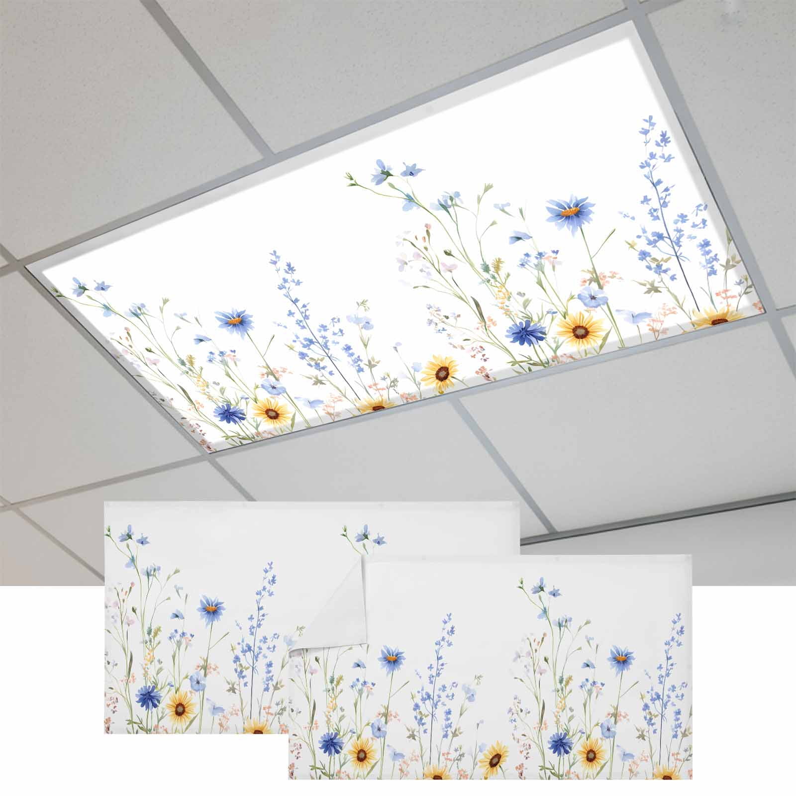 Pastoral Sunflower Magnetic Fluorescent Light Covers for Ceiling Lights ...