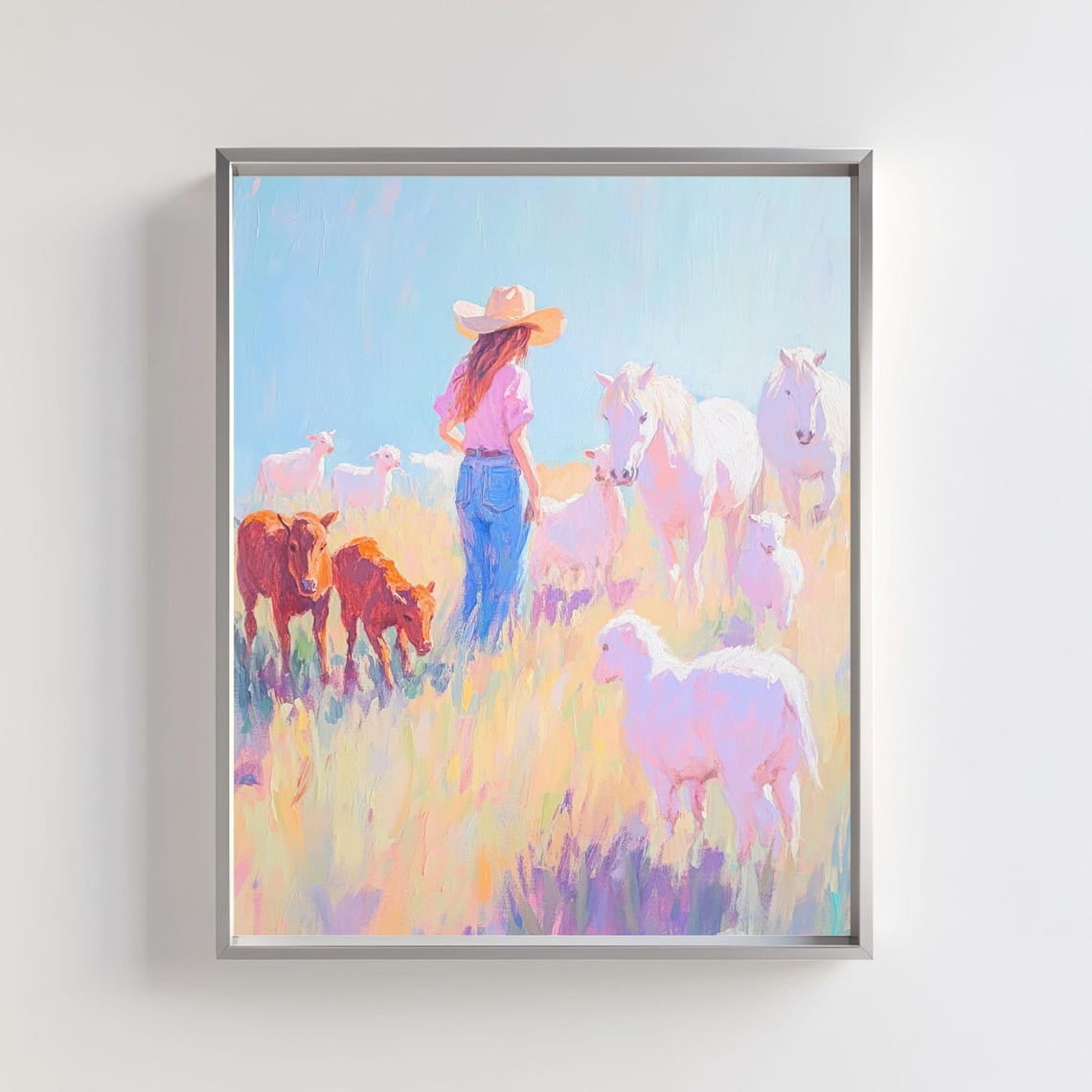 Pastoral Western Art, Cowgirl And Horses Print, Ranch Life Wall Art ...