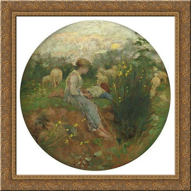 Pastorelli con gregge 20x20 Gold Ornate Wood Framed Canvas Art by ...