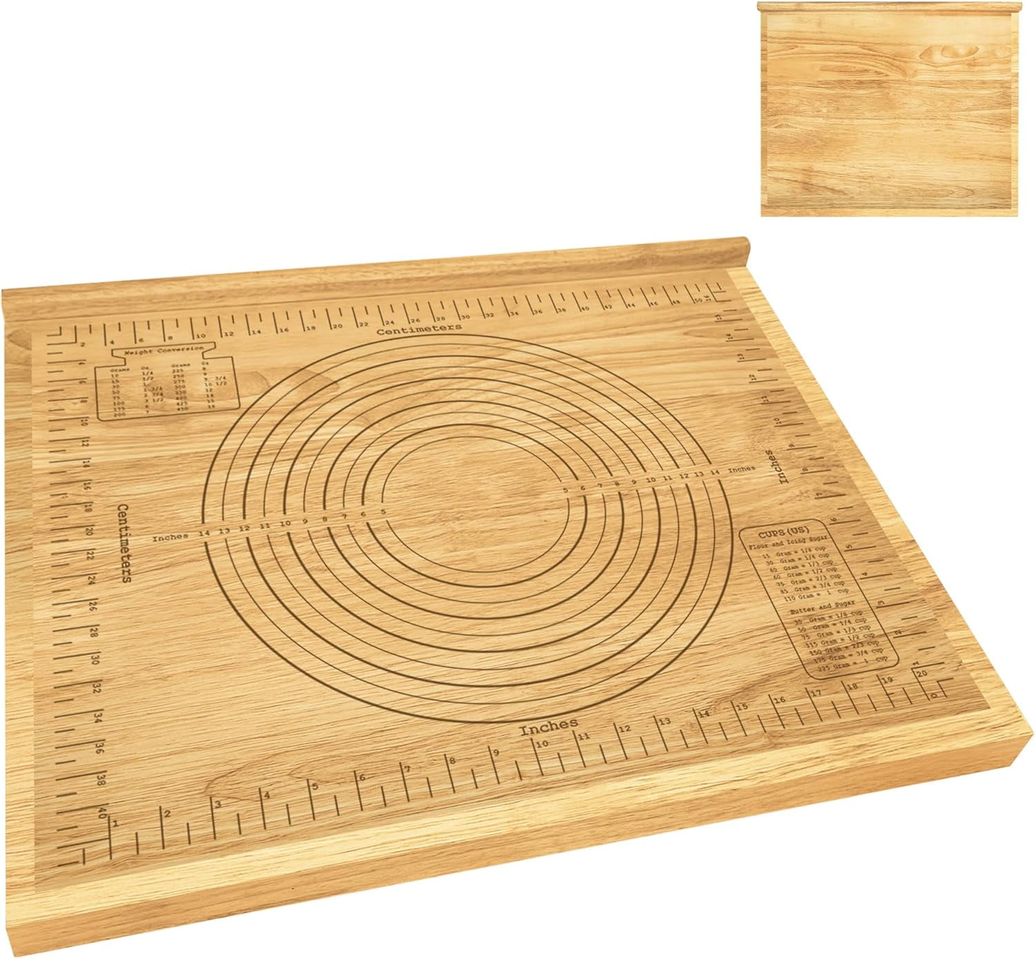 Pastry Board with Measurement 24'' x 20", Wooden Kneading Board, Pastry ...