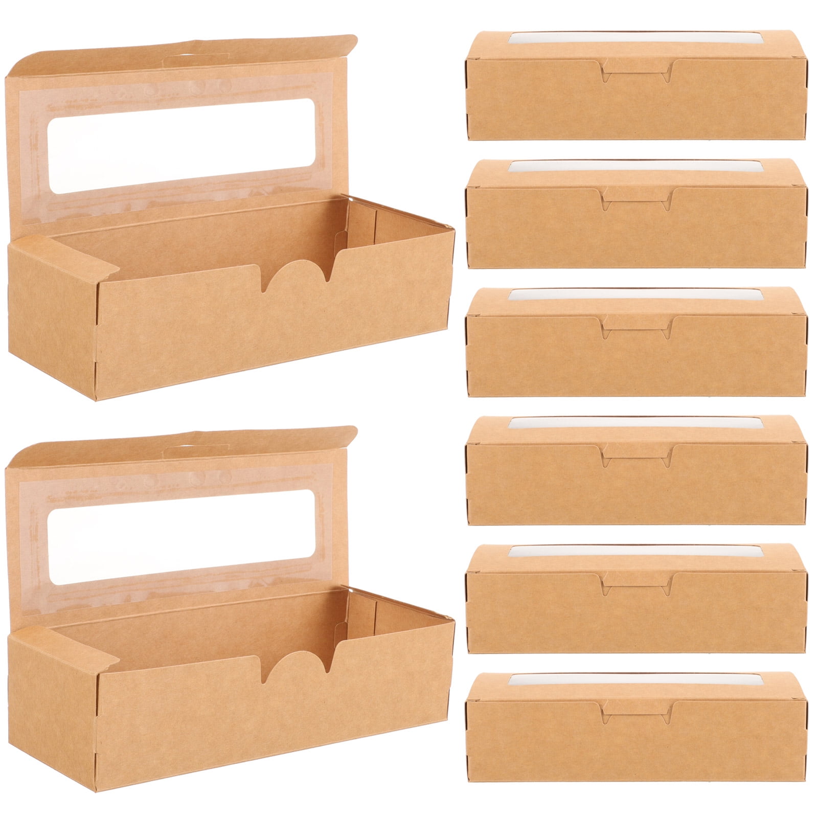 Pastry Boxes with Window Brown Bakery Baking Kraft Paper Biscuit ...