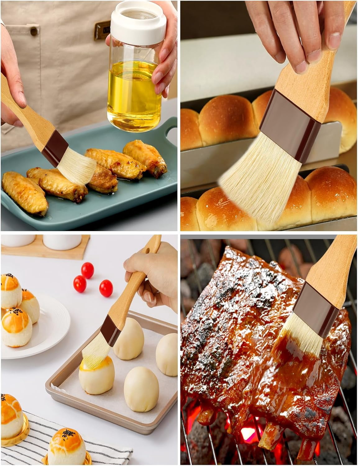 Pastry Brush, Basting Brush for Cooking and Baking, Natural Bristle ...