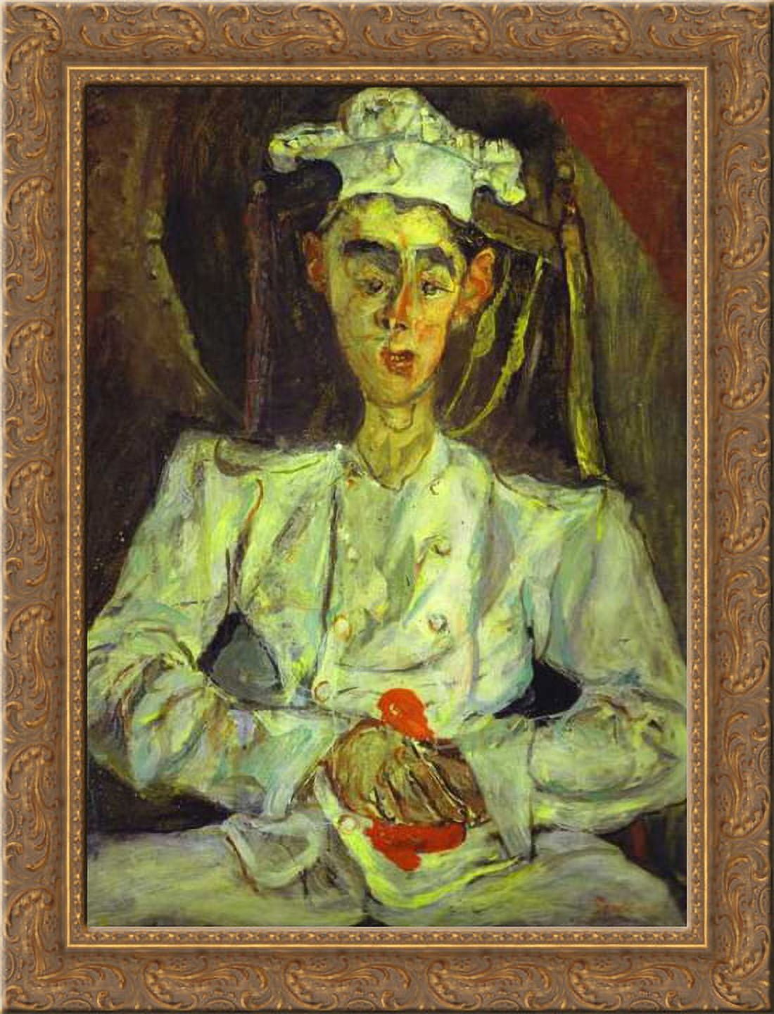Pastry Cook with Red Handkerchief 24x18 Gold Ornate Wood Framed Canvas ...