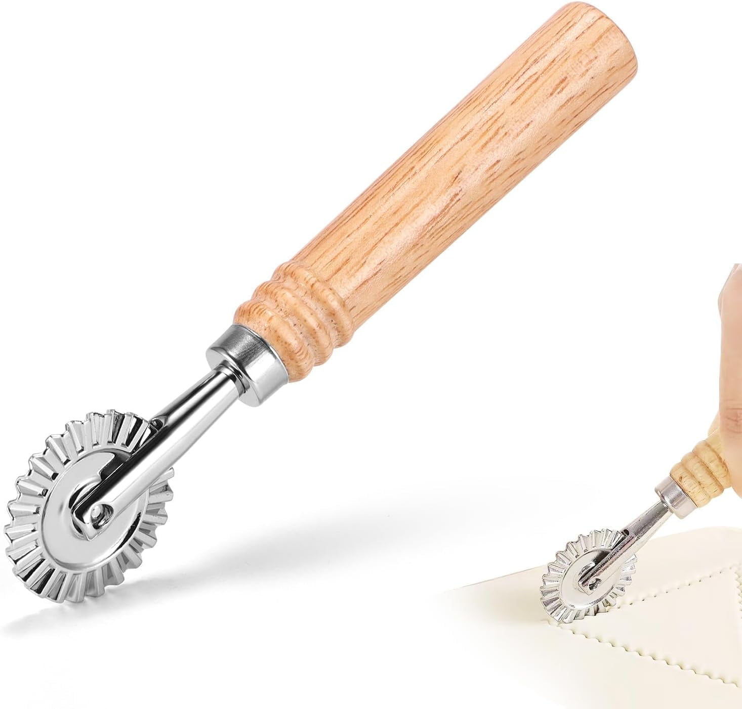 Pastry Cutter Wheel, Ravioli Cutter Wheel with Long Wooden Handle ...