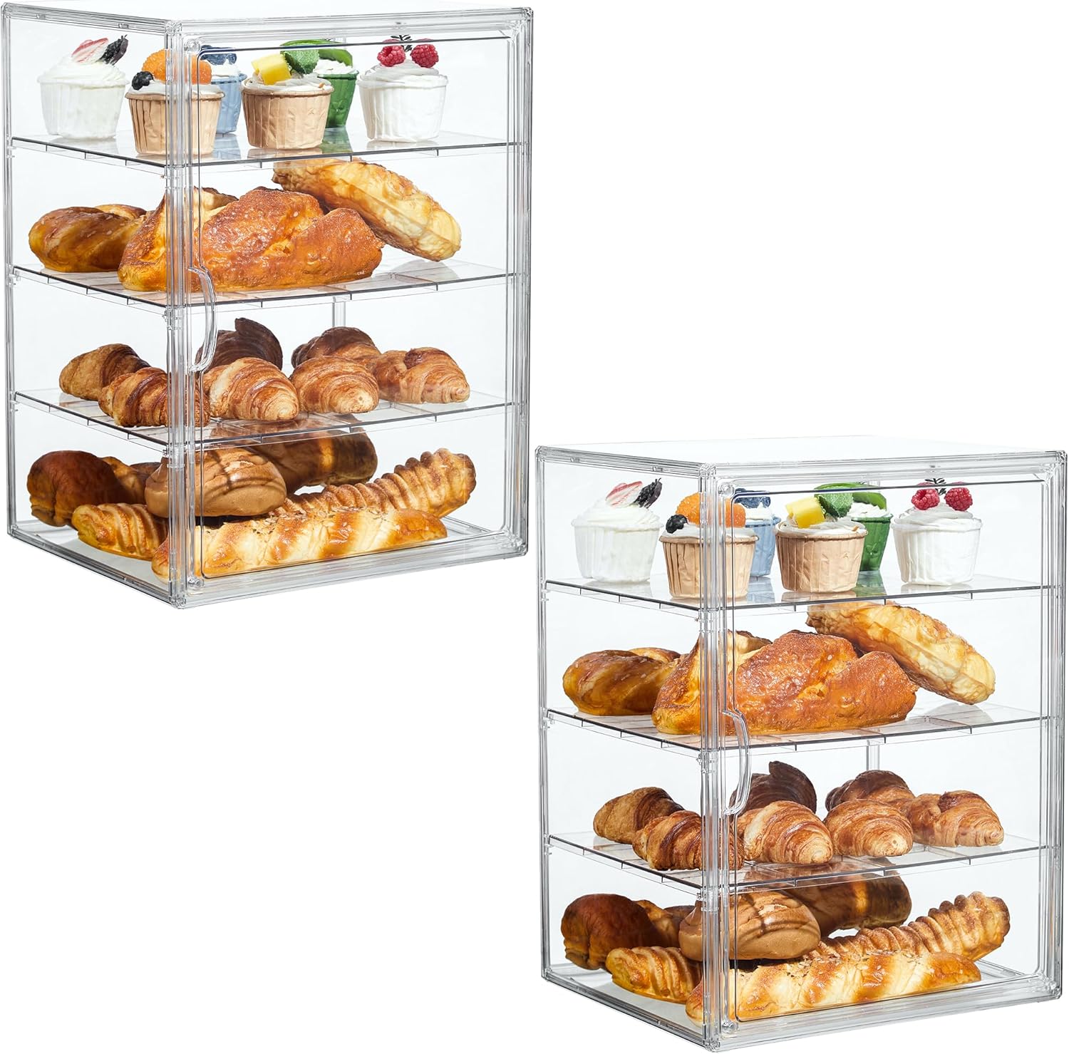 Pastry Display Case,Bread Box for Kitchen Countertop,4 Layers ...