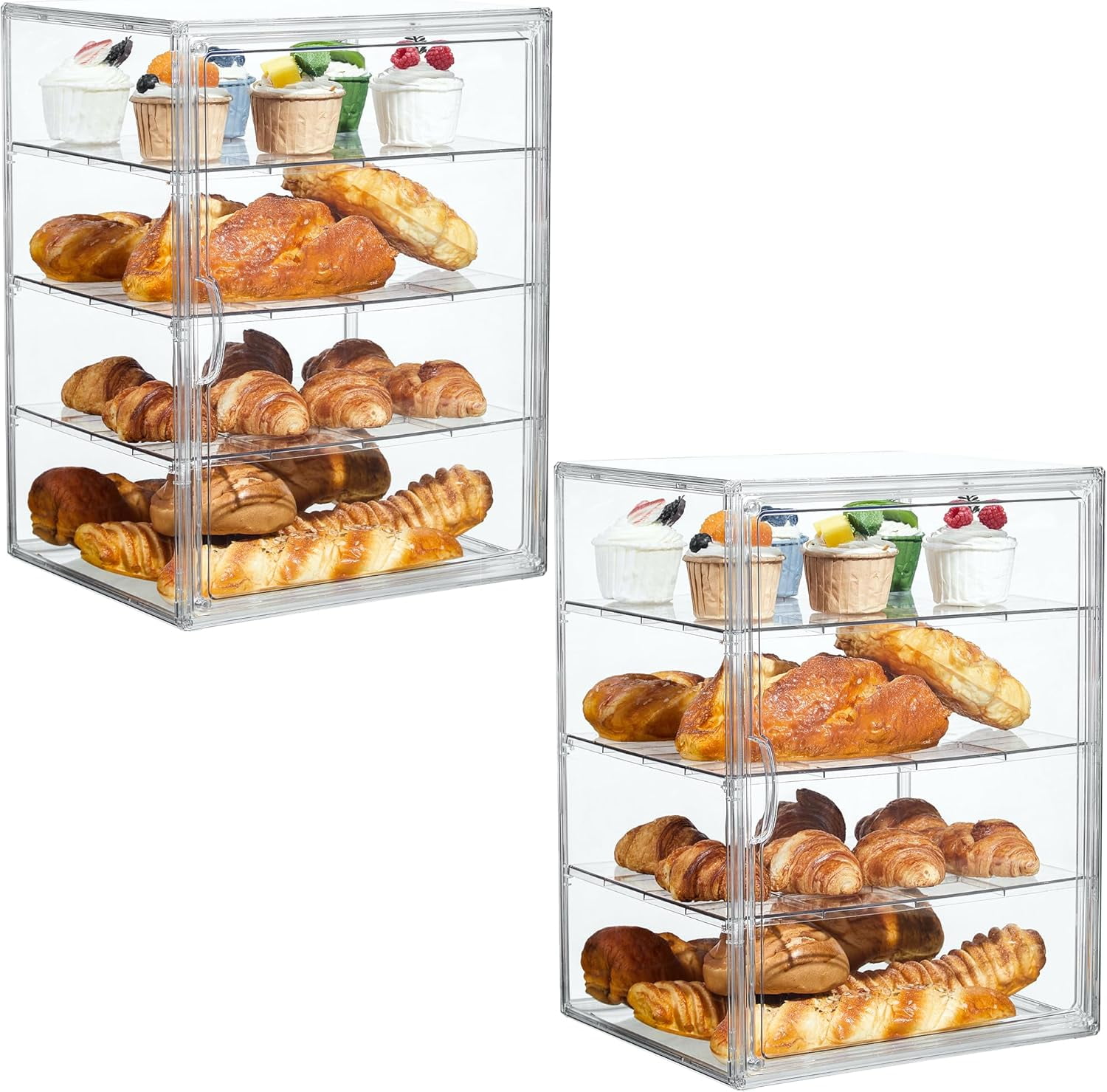 Pastry Display Case Bread Box for Kitchen Layers Adjustable Clear Bread ...
