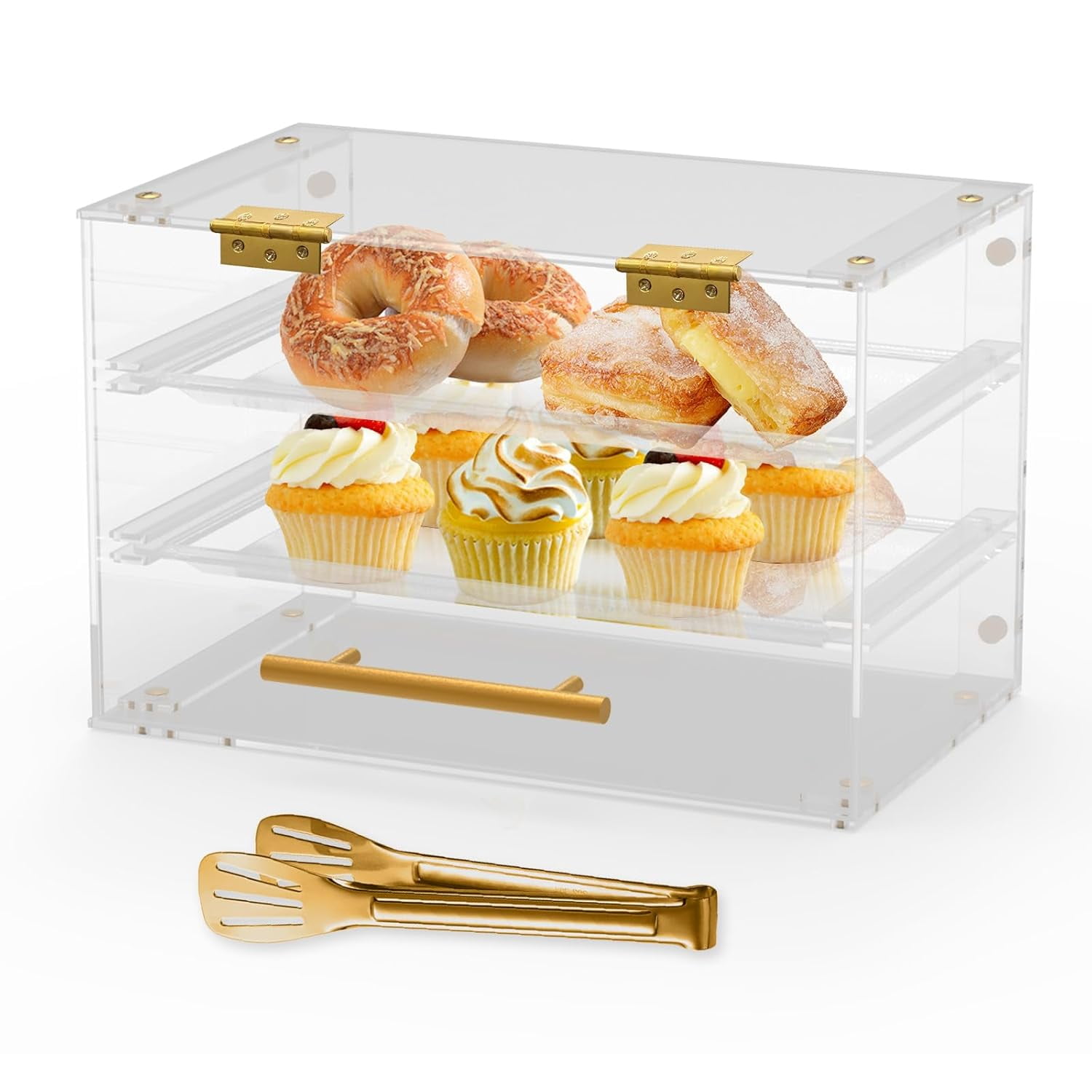 Pastry Display Case with Serving Tong Commercial Clear Acrylic Bread ...