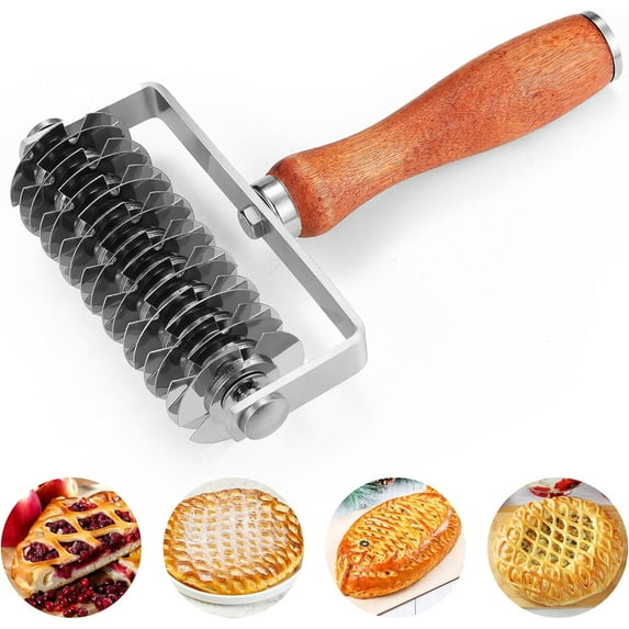 Pastry Lattice Roller Cutter, Stainless Steel Dough Cutter Wheel with ...