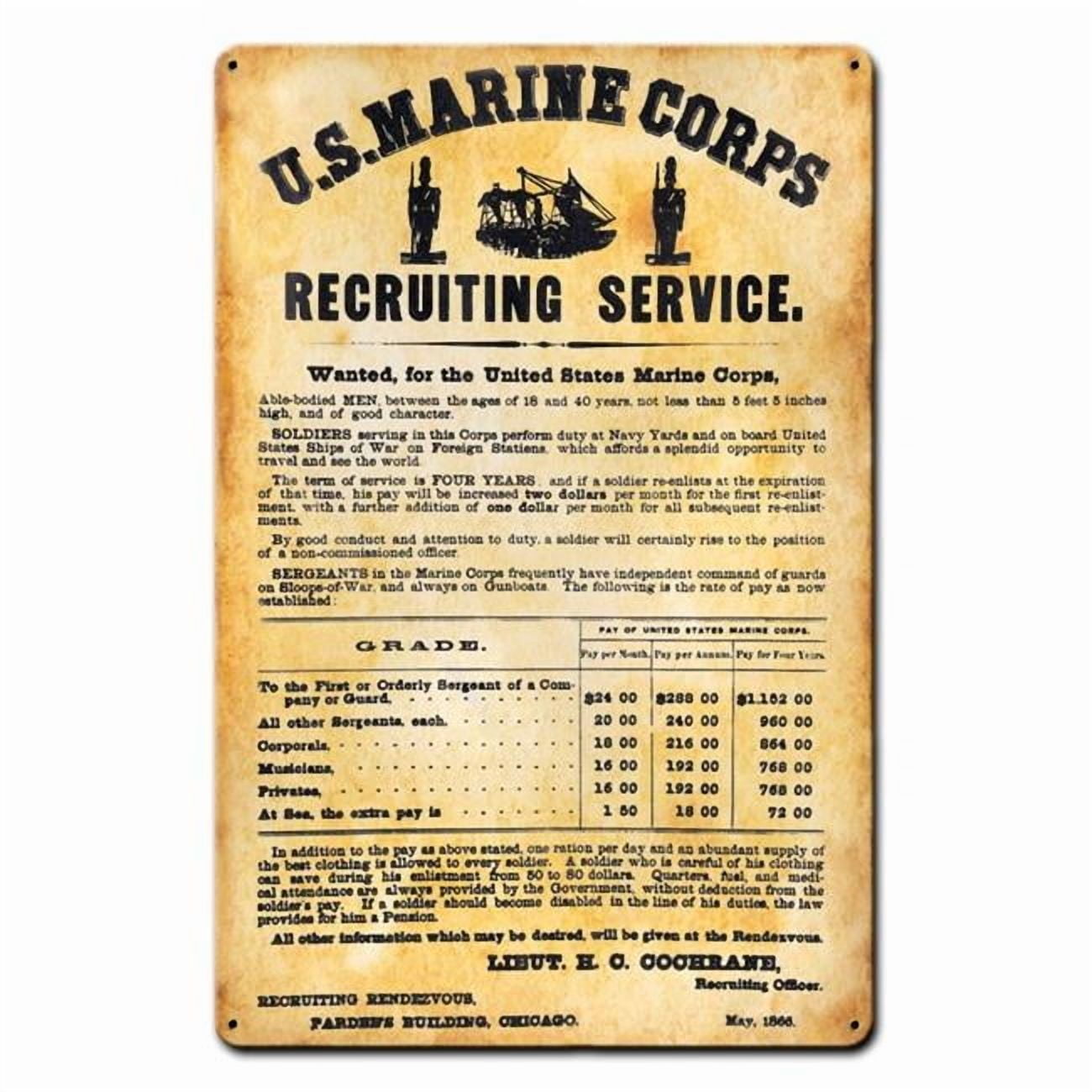 Pasttime Signs PTS614 12 x 18 in. US Marine Corps Recruiting Satin ...