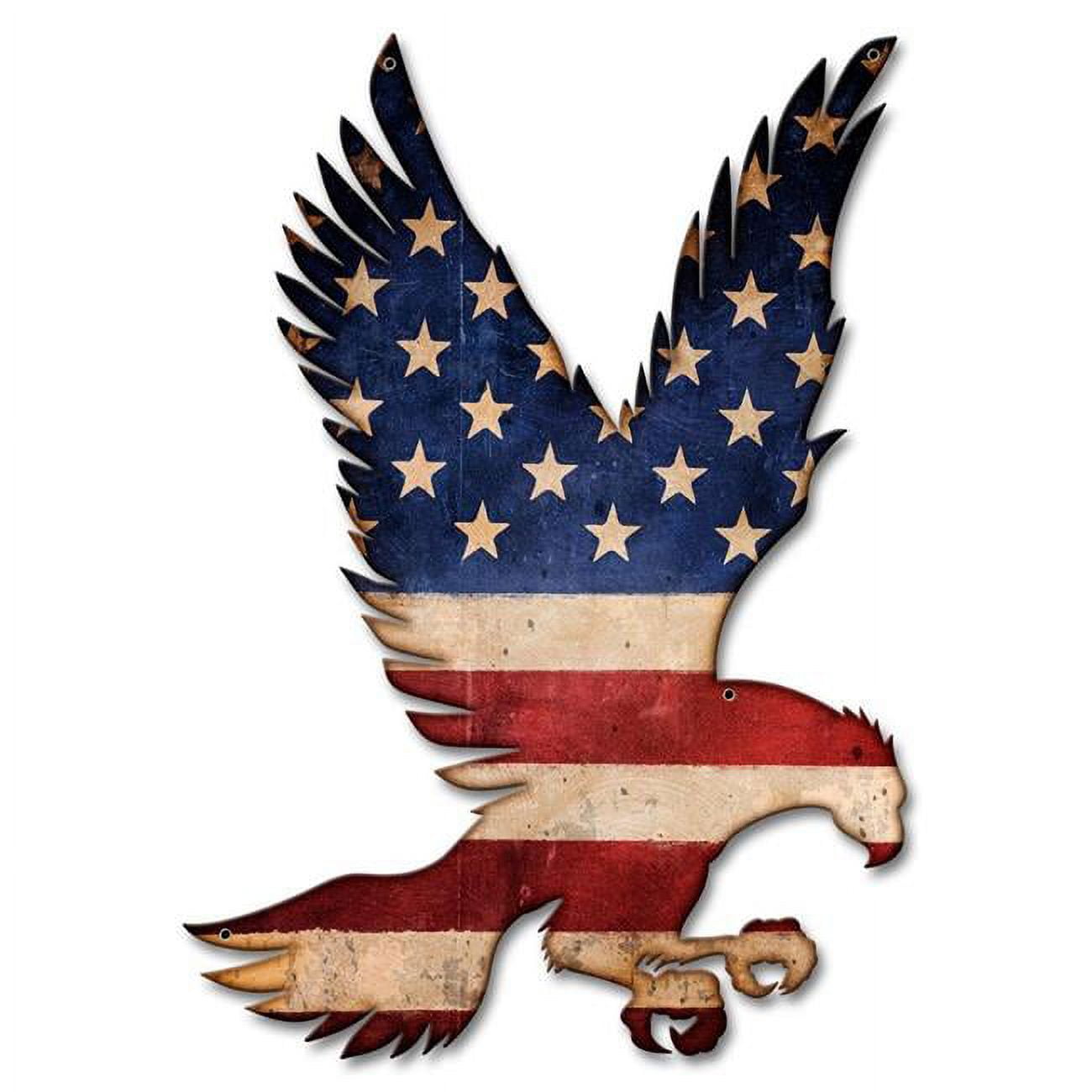 Pasttime Signs 13 x 18 in. American Flag Flying Eagle Vintage Metal ...