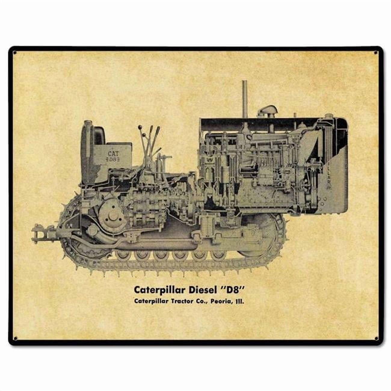 Pasttime Signs 30 x 24 in. Custom Shape Caterpillar Diesel D8 Vintage ...
