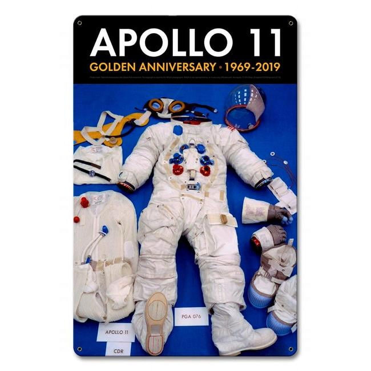 Pasttime Signs AGS013 12 x 18 in. Satin - Apollo 11 50th Anniversary EVA Space Suit Black Metal ...