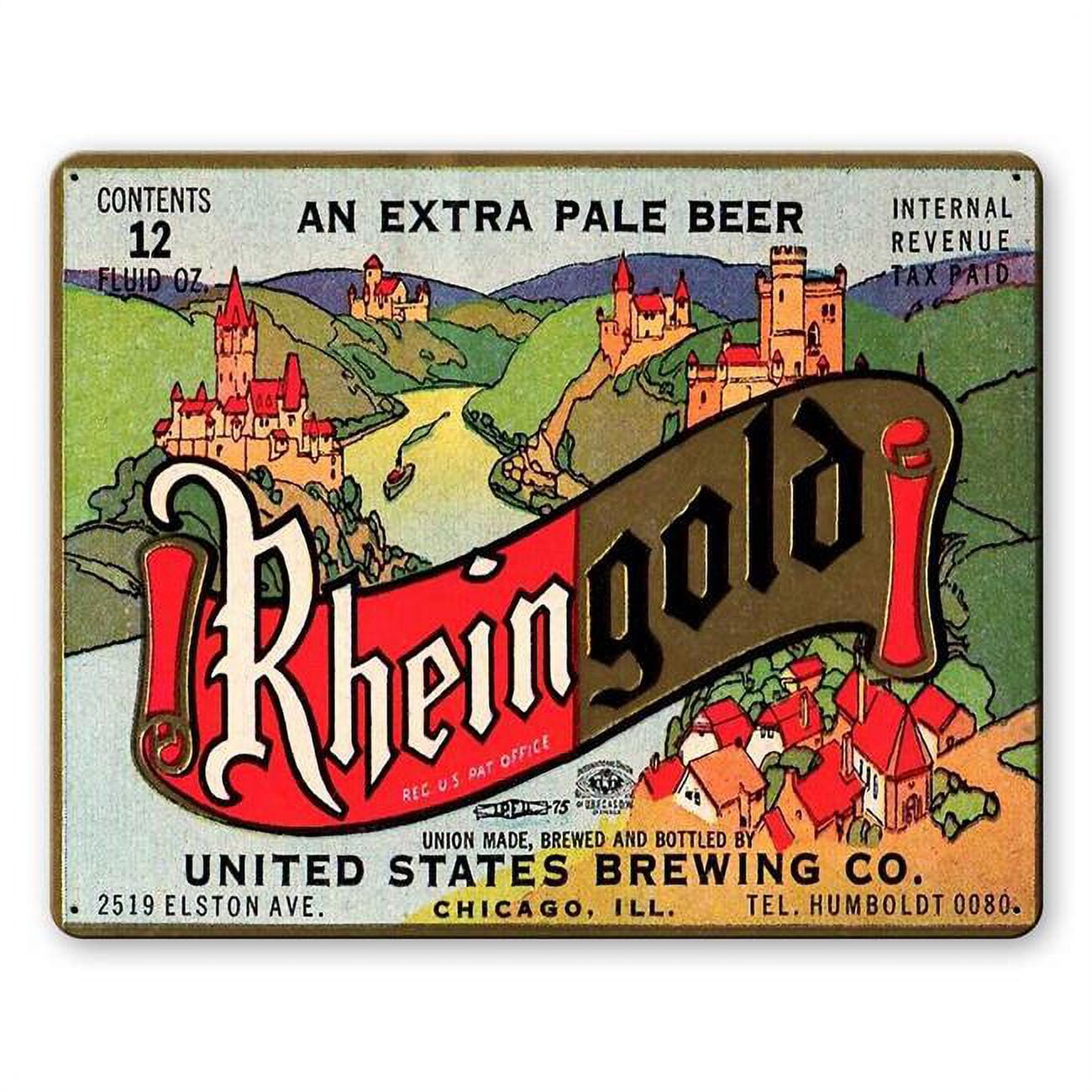 Pasttime Signs AMI185 15 x 12 in. Rheingold Extra Pale Vintage Metal ...
