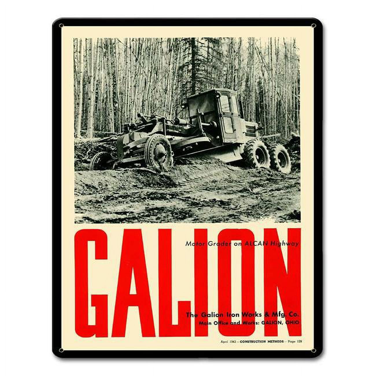 Pasttime Signs AMI216 12 x 15 in. Galion Motor Grader Vintage Metal ...