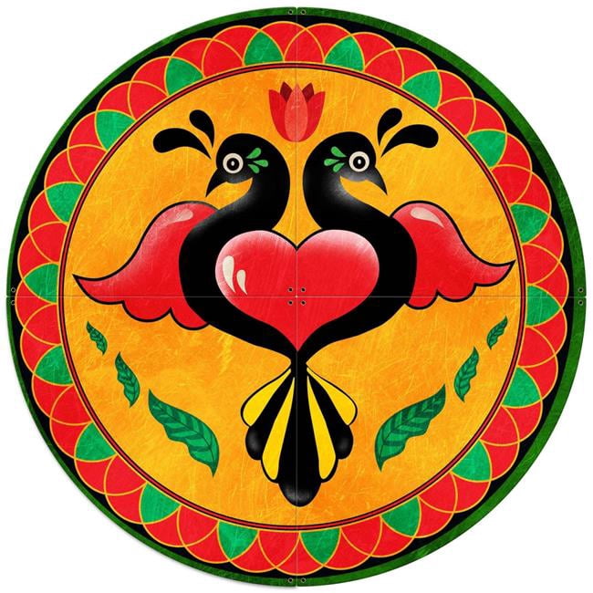 Pasttime Signs AQP963 48 x 48 in. Birds Heart Hex Sign Metal Sign, 4 ...