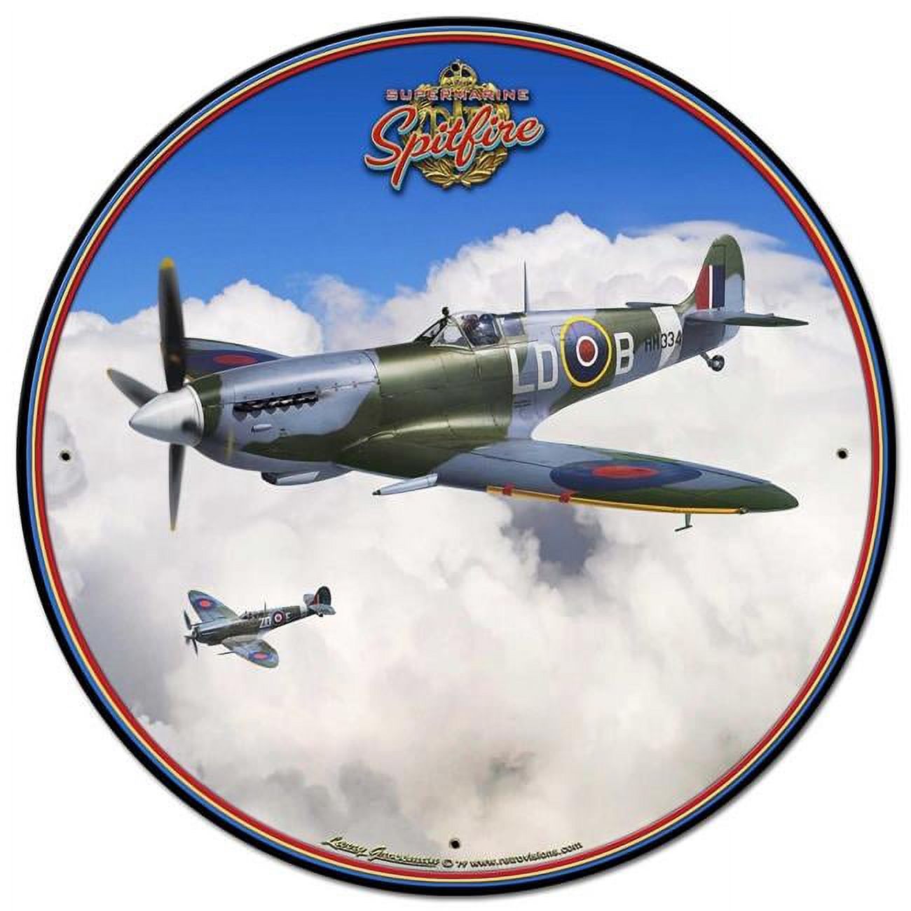 Pasttime Signs LGB430 28 x 28 in. Round - Spitfire Raf Fighter Plane ...