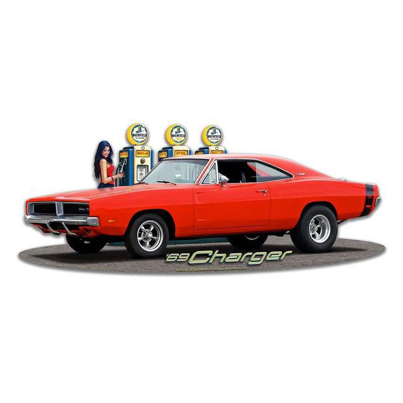 Pasttime Signs LGB455 18 x 8 in. 1969 Dodge Charger Fill - Up WG Metal ...