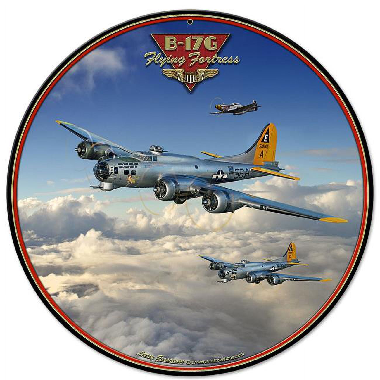 Pasttime Signs LGC085 14 x 14 in. B-17 Flying Fortress Round Vintage ...
